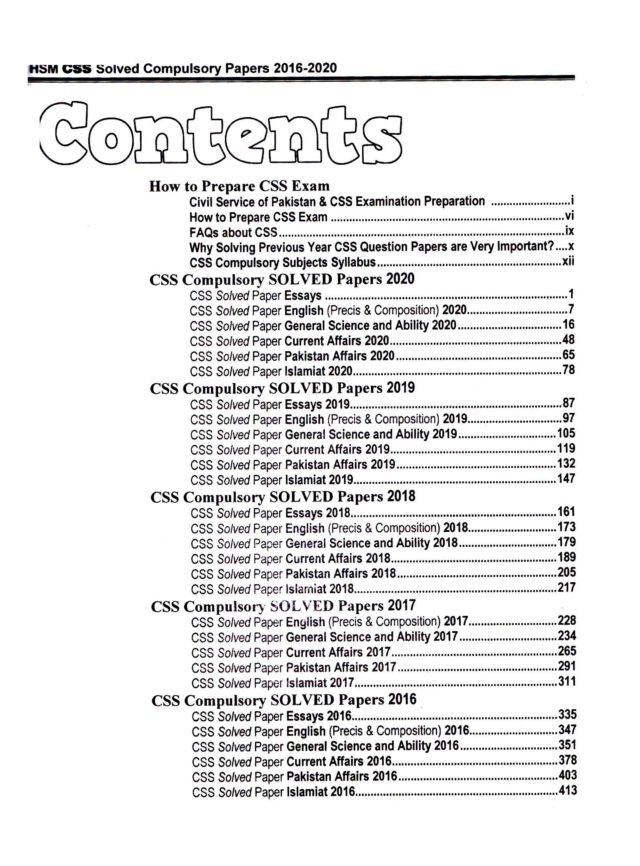 CSS Solved Compulsory Subjects 2016-2020 - HSM Publishers